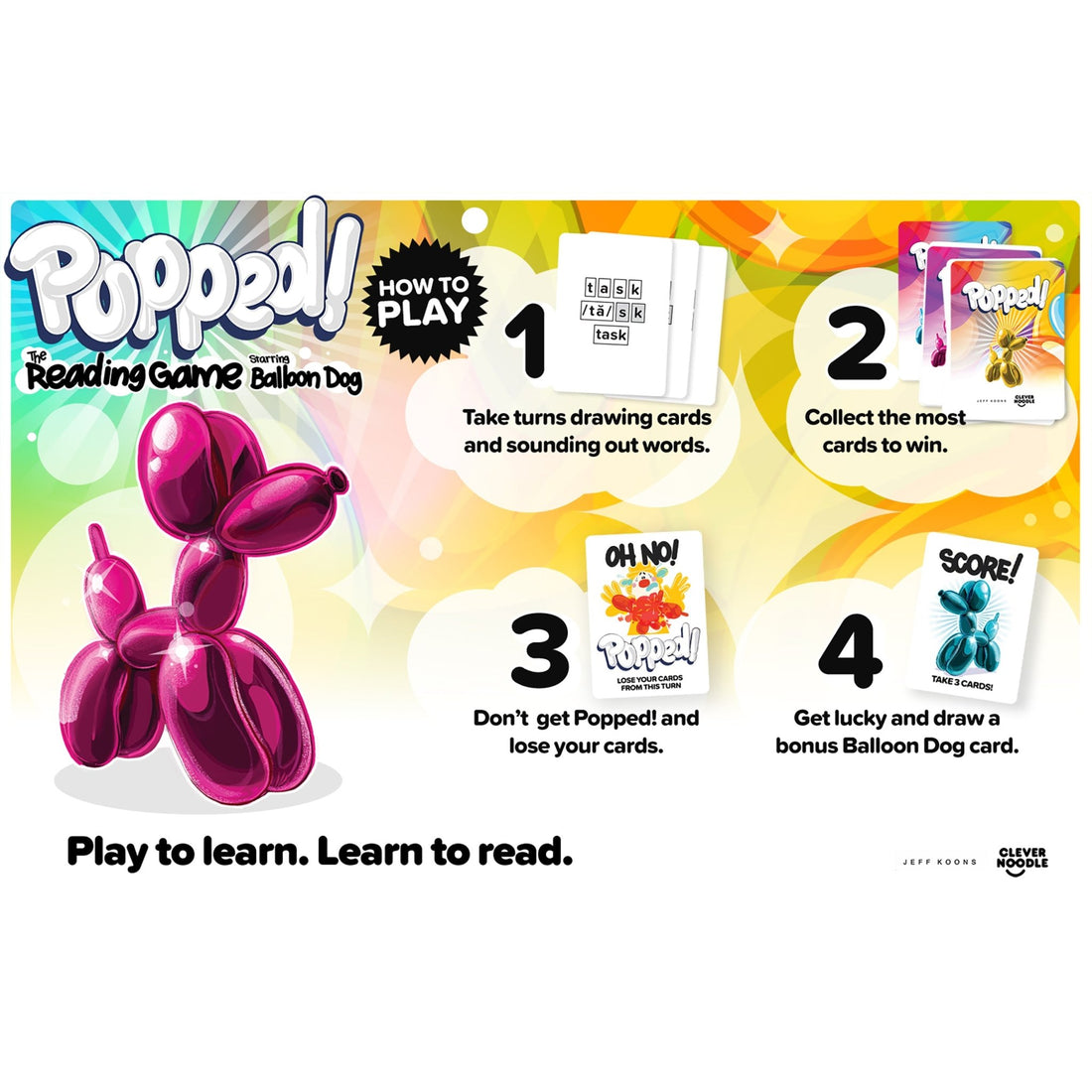 Popped! 250 CVC Word Card Game with Balloon Dog | Clever Noodle